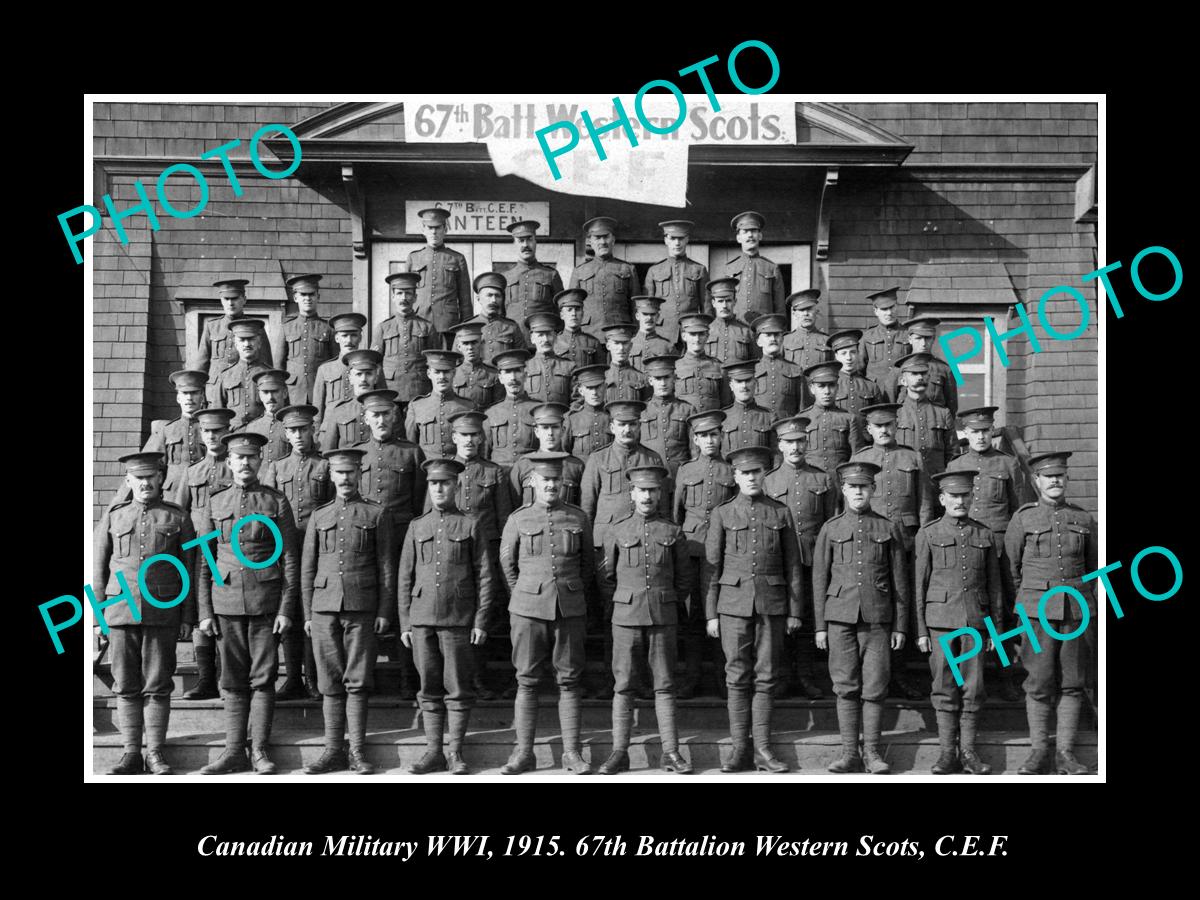 OLD HISTORIC PHOTO OF CANADIAN MILITARY WWI 67th BATTALION WESTERN SCO ...