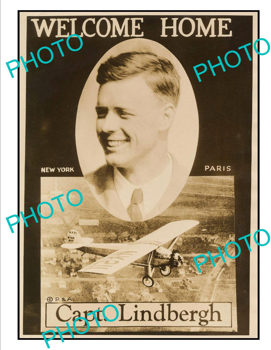 OLD LARGE HISTORIC AVIATION POSTER, CHARLES LINDBERGH RECORD FLIGHT 19 ...
