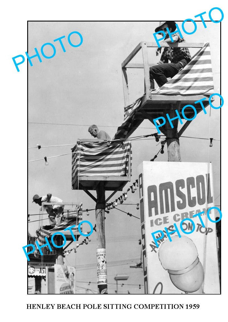 Old Large Photo, Henley Beach Pole Sitting Competition 1959, Adelaide ...