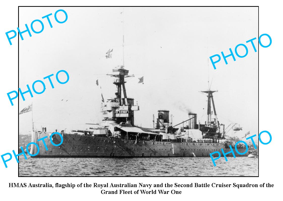 Old Large Photo, Royal Australian Navy, Hmas Australia Wwi Battleship ...