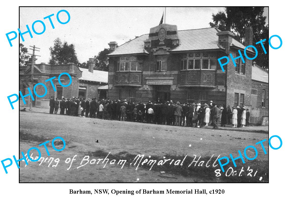 Old Large Photo, Barham Nsw, Opening Of The Memorial Hall C1920 ...