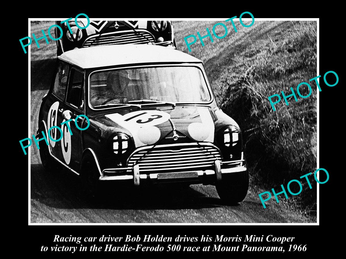 Old Large Photo Of Bob Holden & His Mini Cooper Winning Bathurst In 19 ...