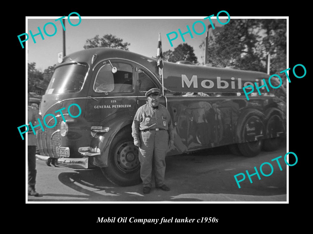Old Large Historical Photo Of Mobil Oil Company Fuel Tanker C1950S ...