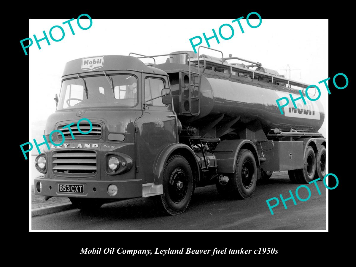 Old Large Historical Photo Of Mobil Oil Company Fuel Tanker, Leyland T ...
