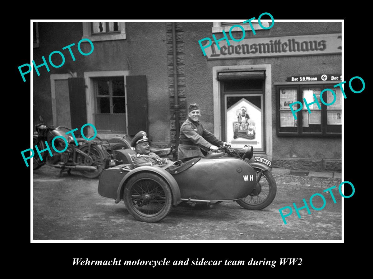 Old Large Historical Photo Of Wehrmacht Motorcycle With German Soldier ...