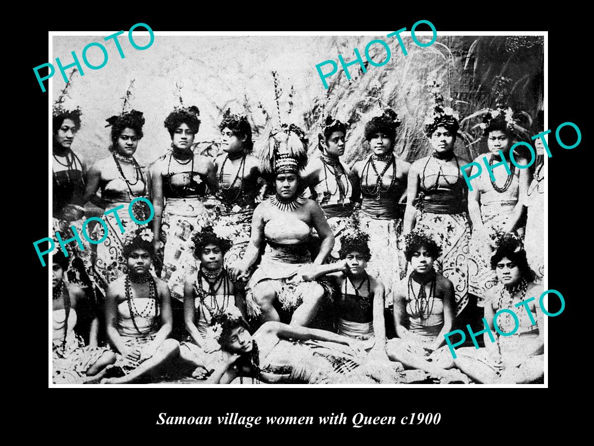 Old Large Historical Photo Of Samoan Village Women With Queen C1900 ...