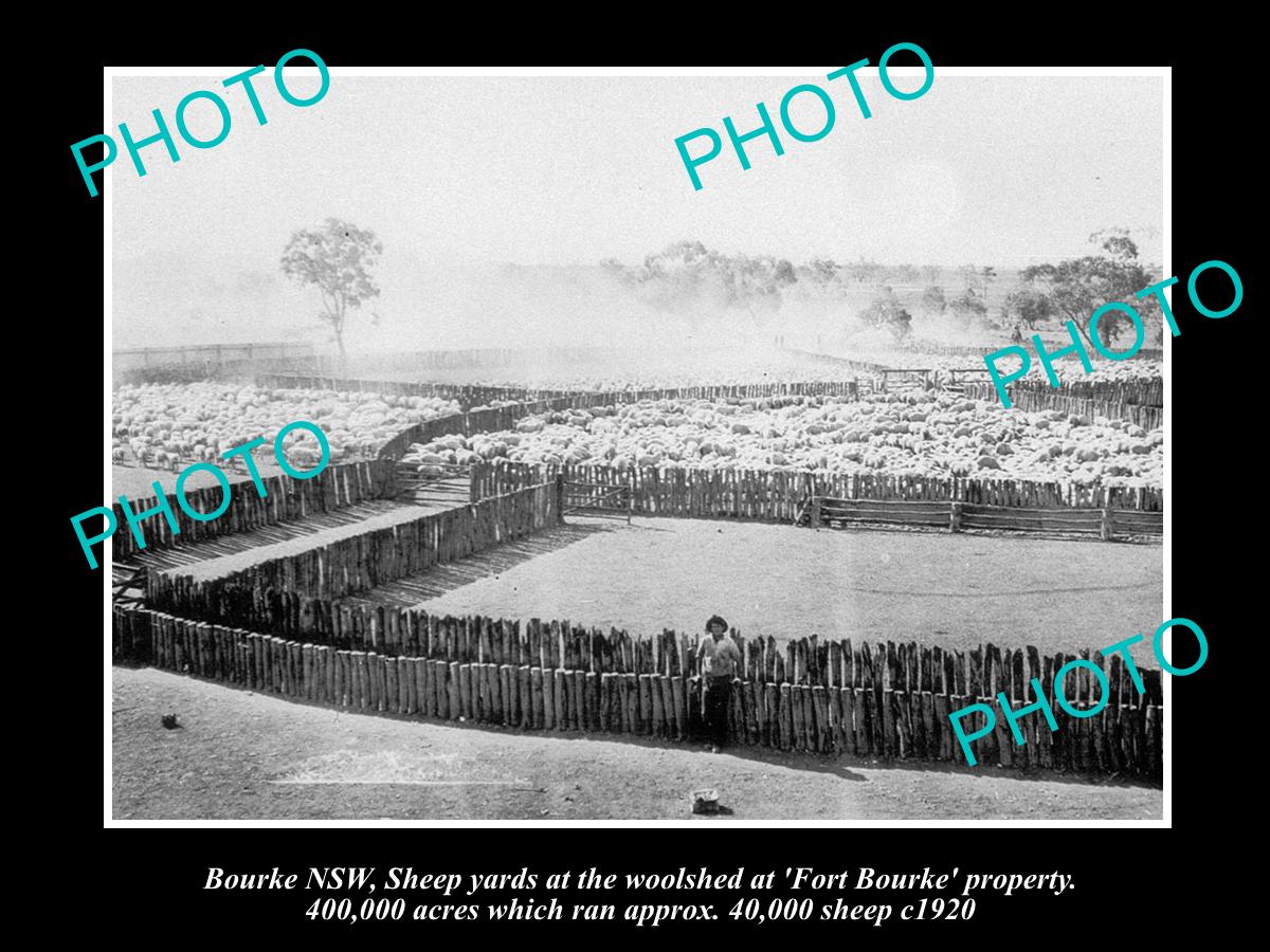 Old Large Historical Photo Of Bourke Nsw, The Fort Bourke Sheep Yards ...