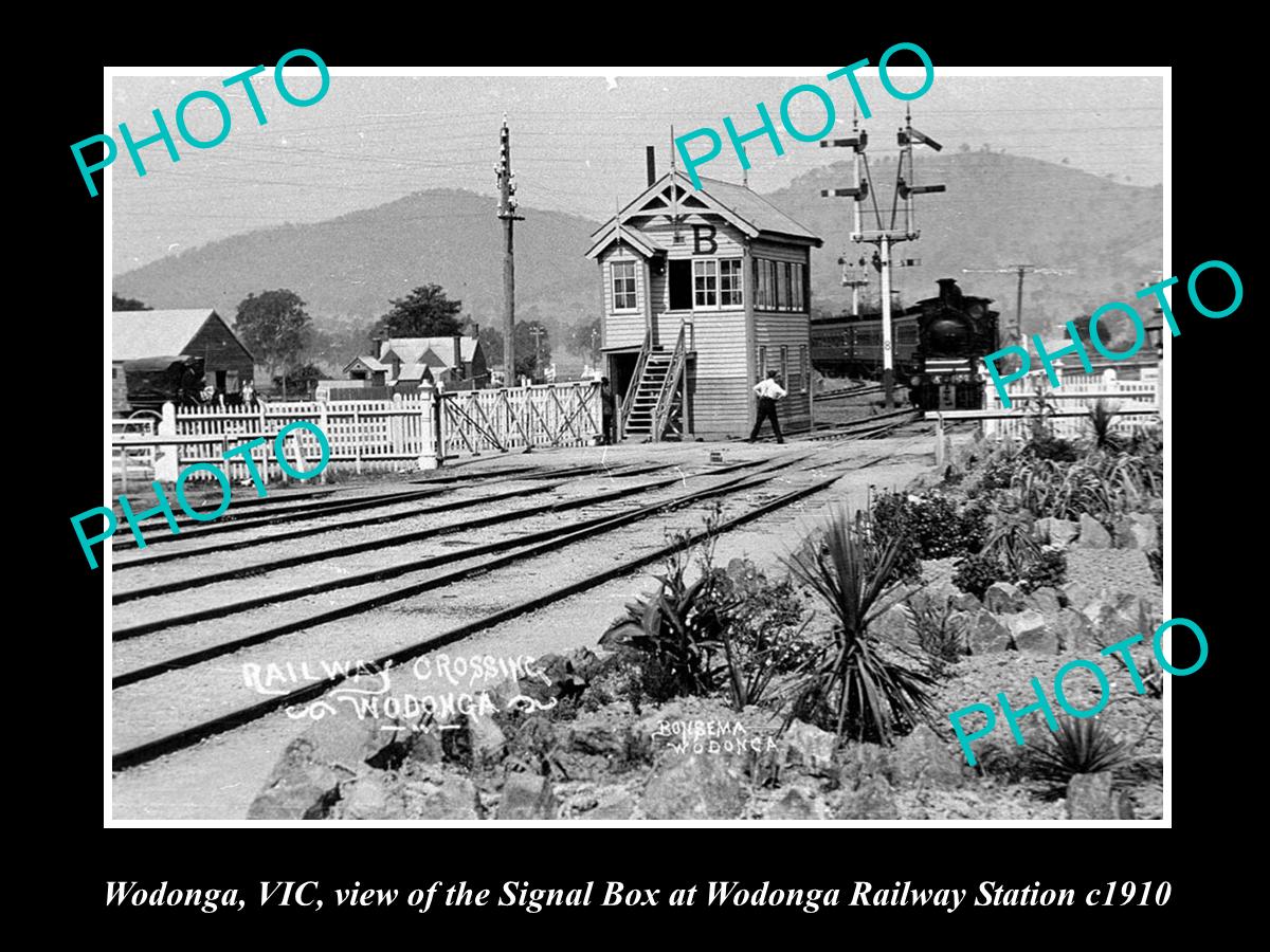 Old Large Historical Photo Of Wodonga Vic, Signal Box At Railway Stati ...