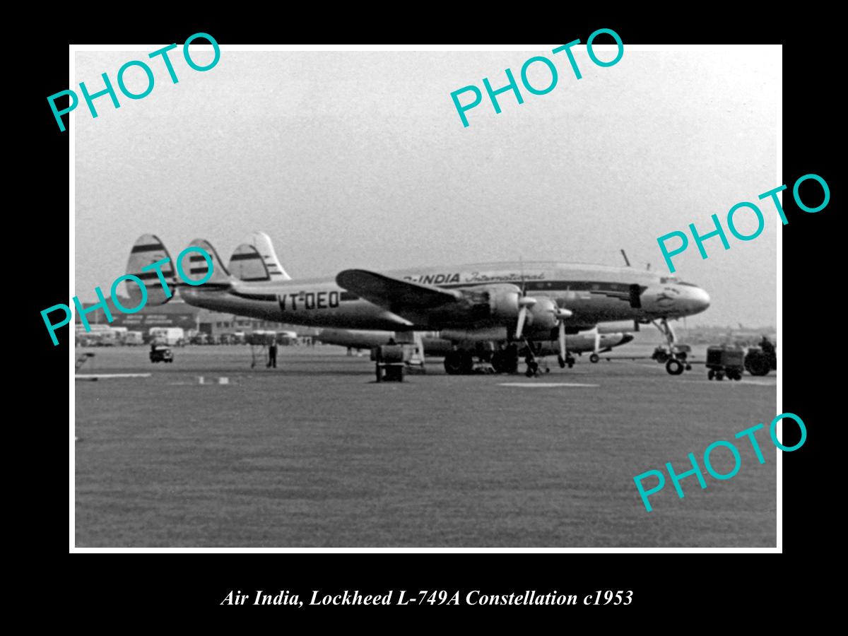 Old Large Historic Aviation Photo Of Air India Lockheed Constellation ...