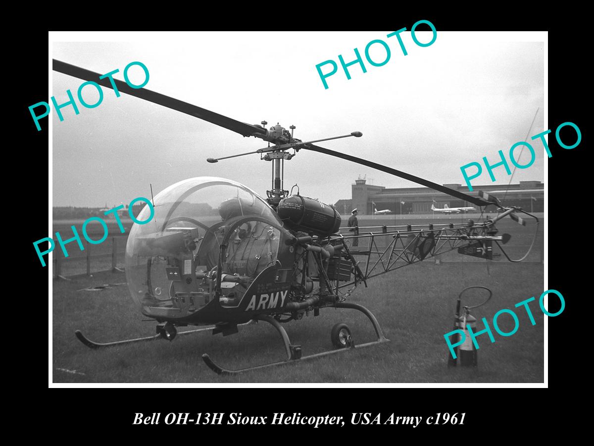 Old Large Historic Aviation Photo Of Bell Sioux Helicopter, Us Army C1 ...