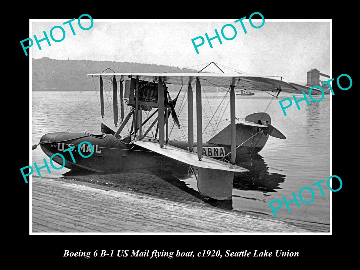 Old Large Historic Aviation Photo Of Boeing Us Mail Flying Boat, Lake ...