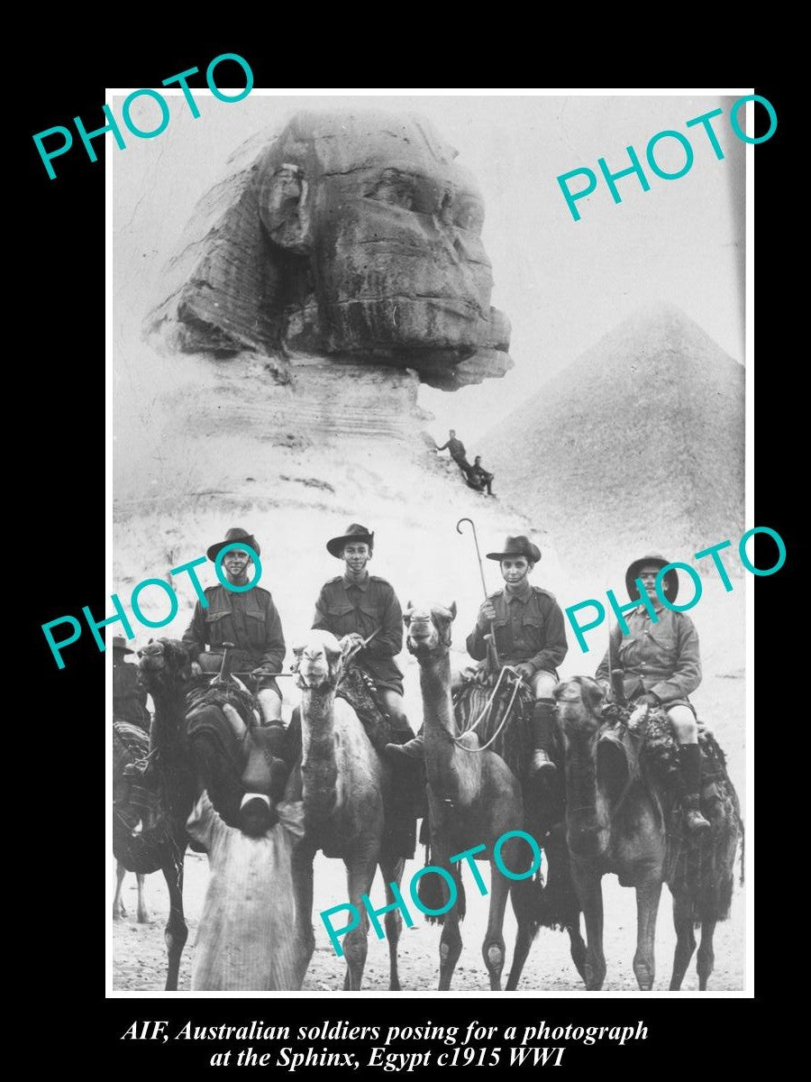 Old Large Historic Photo Of Aif Anzac Soldiers St The Sphinx, Wwi C191 ...