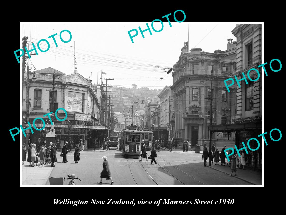 Old Large Historic Photo Of Wellington New Zealand, View Of Manners St ...