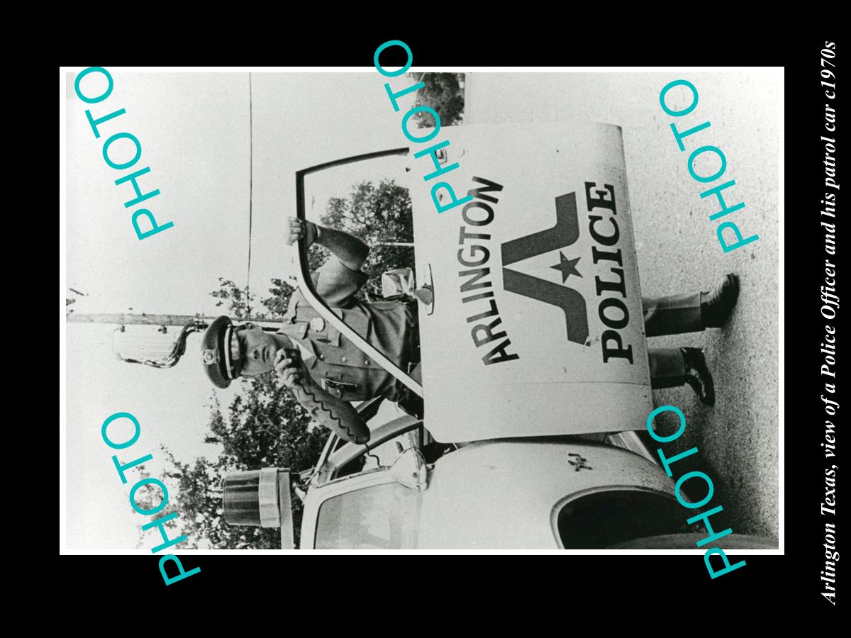 Old Large Historic Photo Of Arlington Texas, Police Officer & Patrol C ...