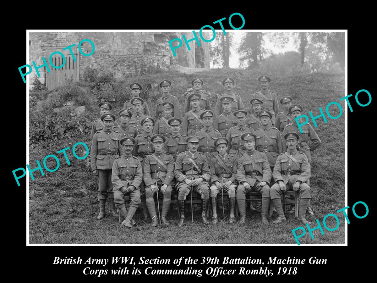 Old Historic Photo Of British Army Wwi, 39Th Battalion Machine Gun Cor ...