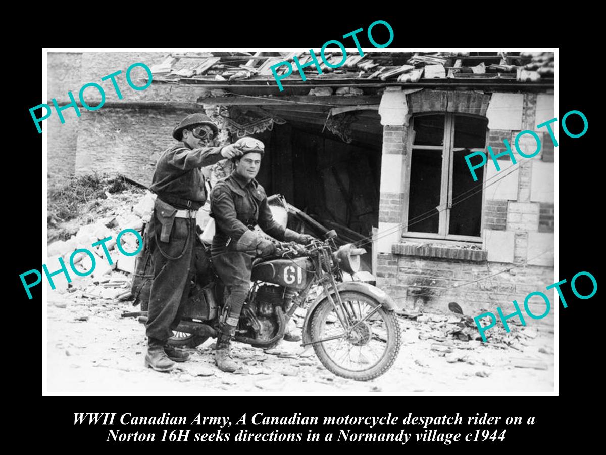 OLD HISTORIC PHOTO OF WWI1 CANADIAN ARMY DISPATCH RIDER NORMANDY 1944 ...