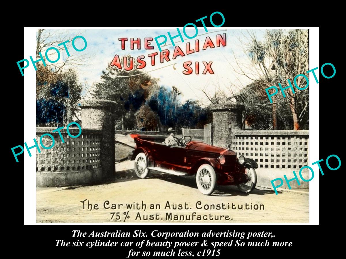 OLD HISTORIC ADVERTISING POSTER, THE AUSTRALIAN SIX CAR COMPANY c1915 ...