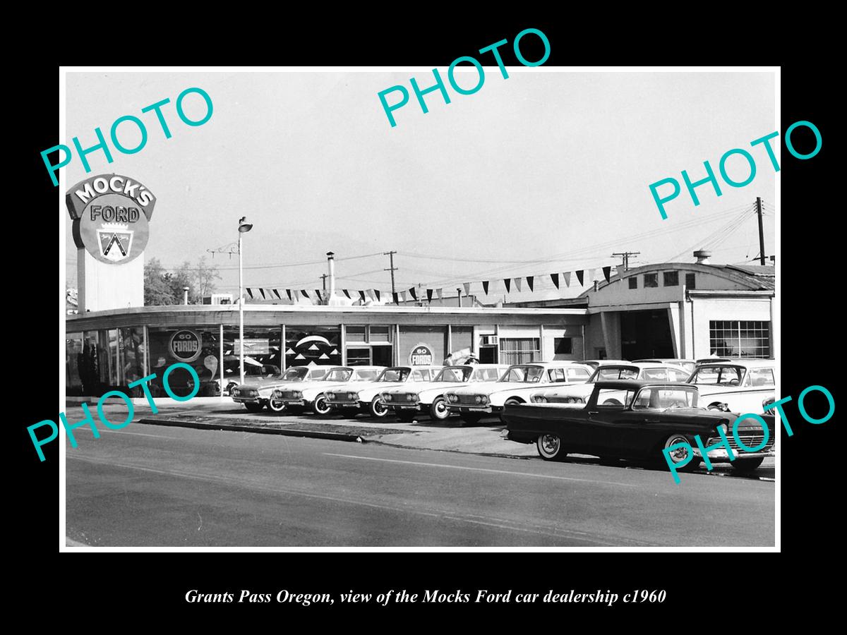 OLD LARGE HISTORIC PHOTO OF GRANTS PASS OREGON, THE FORD CAR DEALERSHI ...