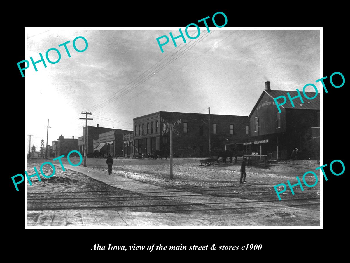 OLD LARGE HISTORIC PHOTO OF ALTA IOWA, VIEW OF THE MAIN STREET & STORE ...