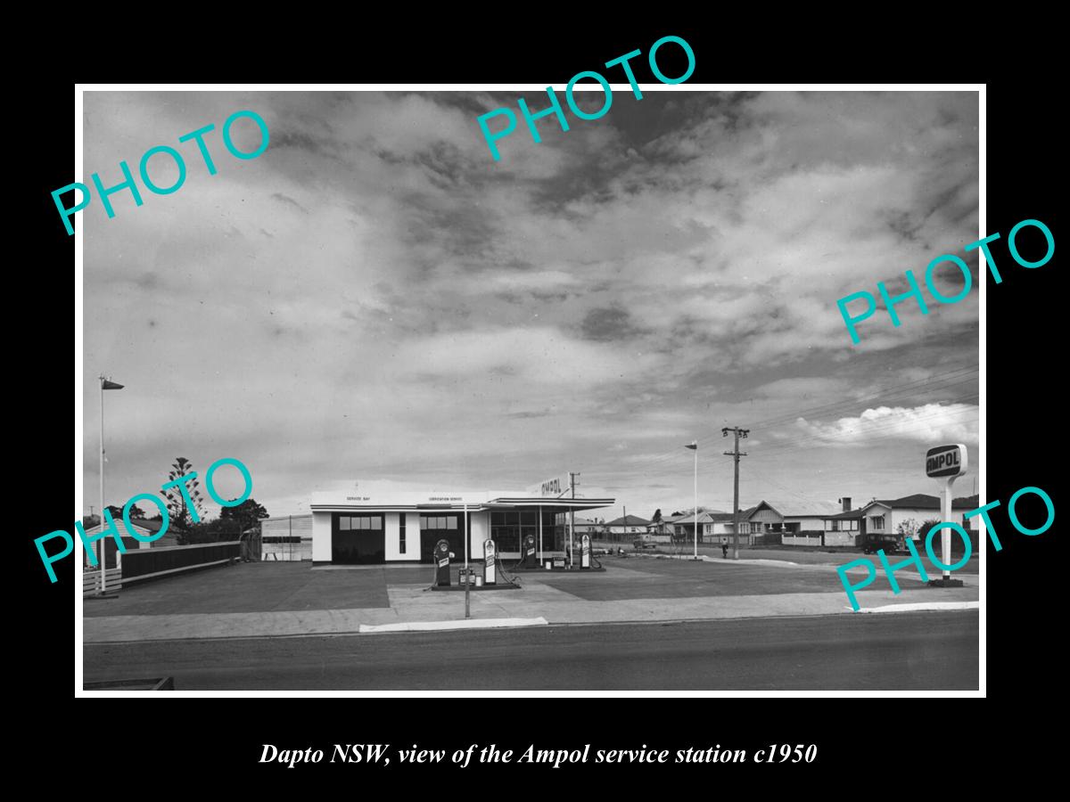 OLD LARGE HISTORIC PHOTO OF DAPTO NSW, AMPOL OIL Co SERVICE STATION c1 ...