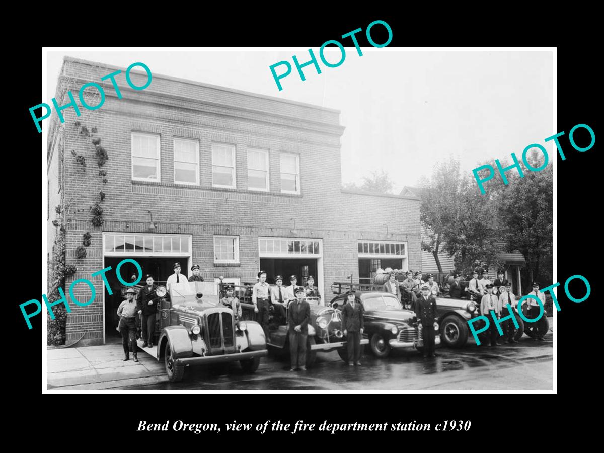 OLD LARGE HISTORIC PHOTO OF BEND OREGON, THE FIRE DEPARTMENT STATION c – Images and Archives