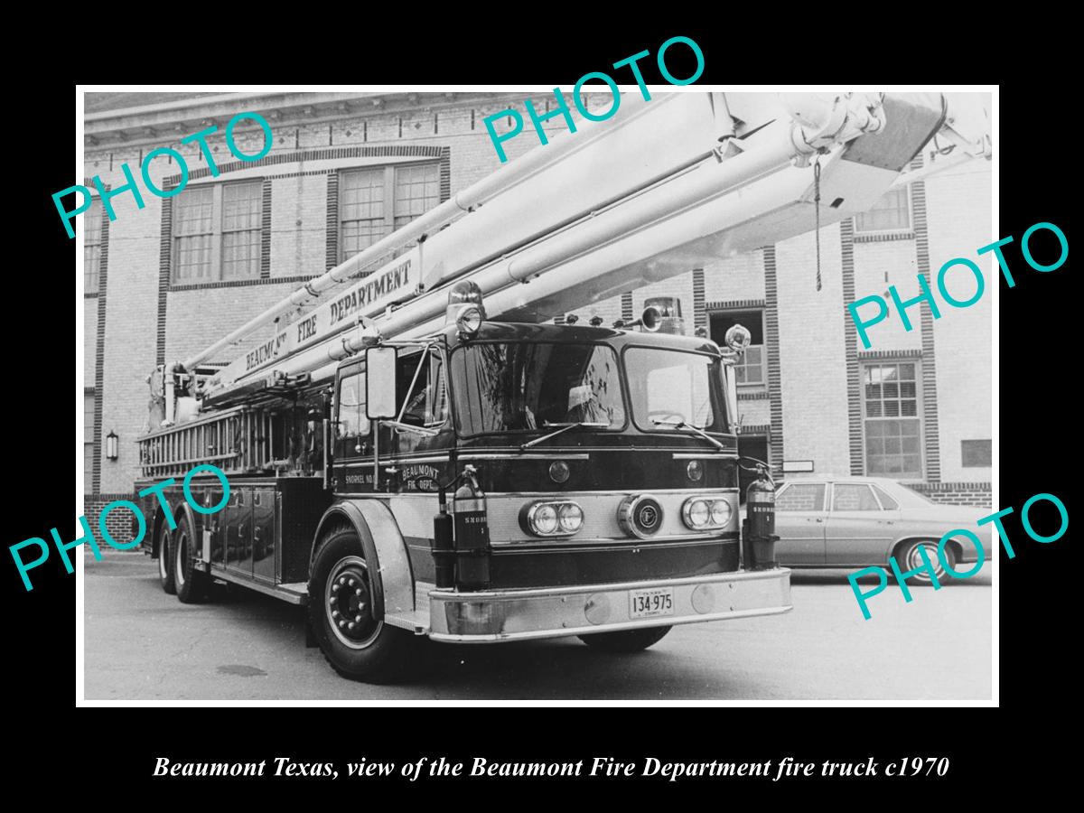 OLD LARGE HISTORIC PHOTO OF BEAUMONT TEXAS, THE FIRE DEPARTMENT TRUCK ...