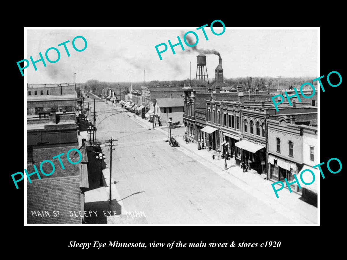 OLD LARGE HISTORIC PHOTO OF SLEEPY EYE MINNESOTA, THE MAIN STREET & ST ...