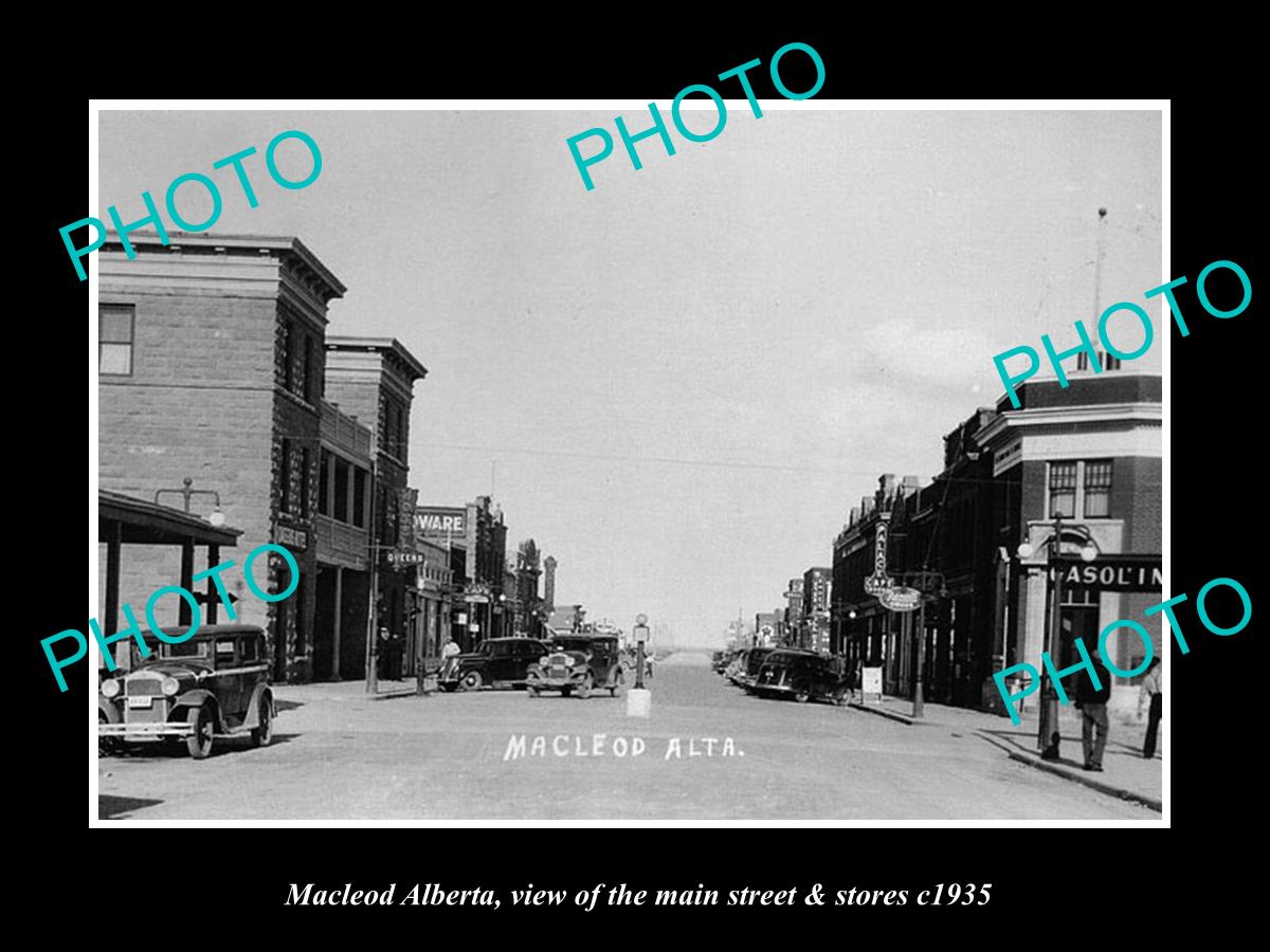 OLD LARGE HISTORIC PHOTO OF MACLEOD ALBERTA CANADA, THE MAIN St & STOR ...