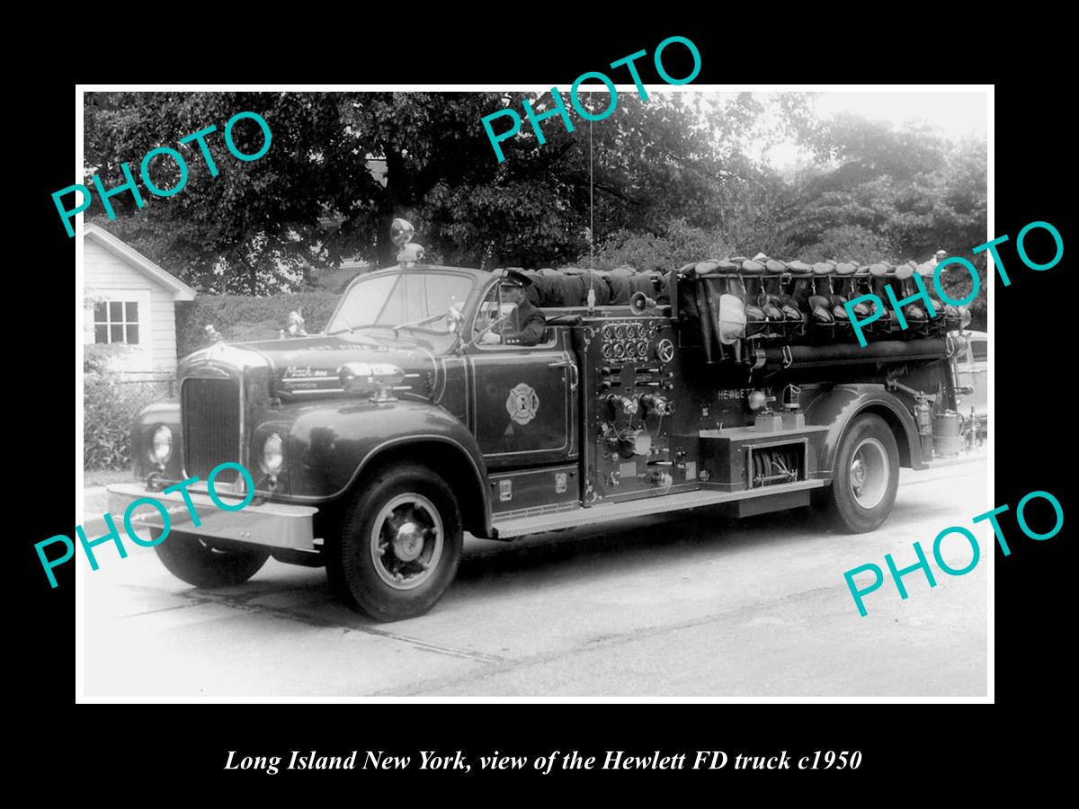 OLD HISTORIC PHOTO OF LONG ISLAND NEW YORK, HEWLETT FIRE DEPARTMENT TR ...