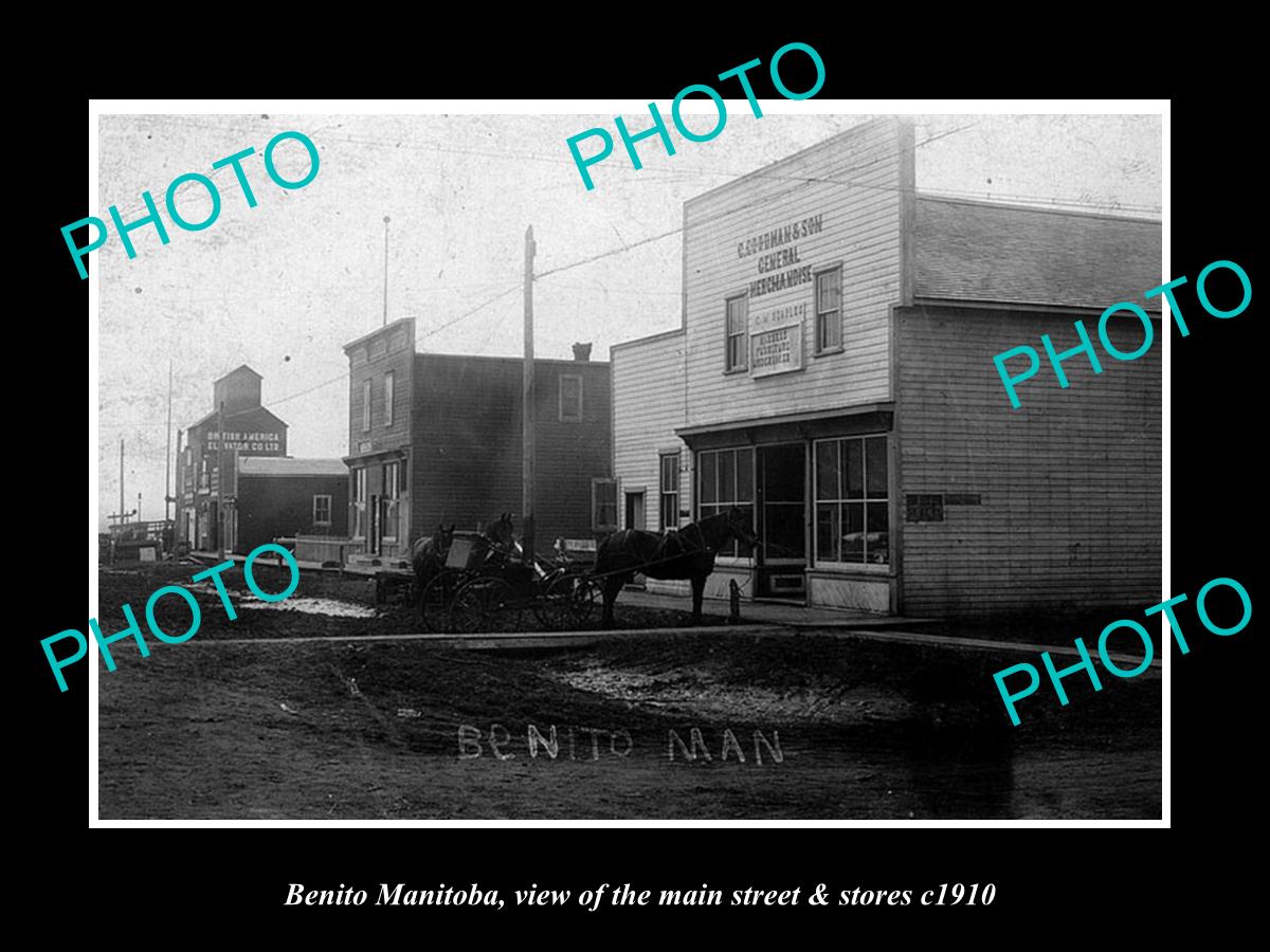 OLD LARGE HISTORIC PHOTO OF BENITO MANITOBA, THE MAIN STREET & STORES ...