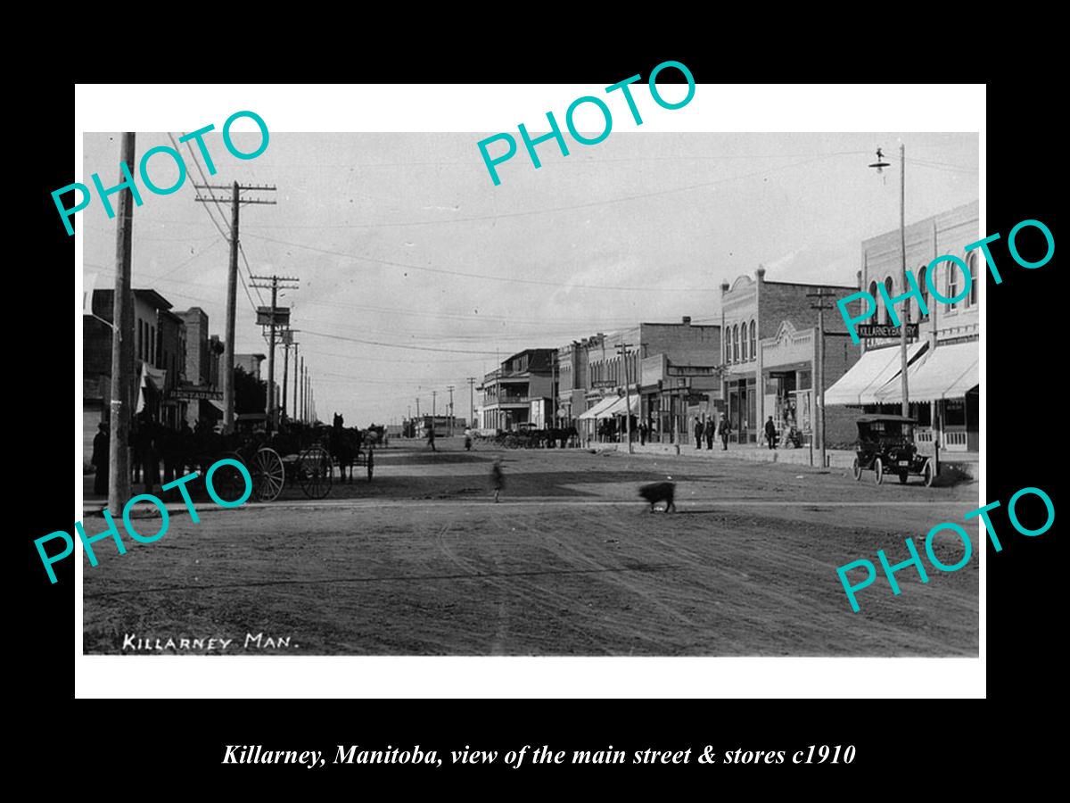 OLD LARGE HISTORIC PHOTO OF KILLARNEY MANITOBA, THE MAIN STREET & STOR ...