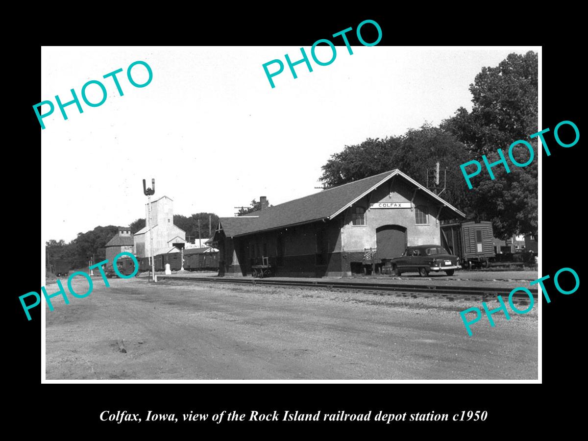 OLD LARGE HISTORIC PHOTO OF COLFAX IOWA, THE RAILROAD DEPOT STATION c1 ...