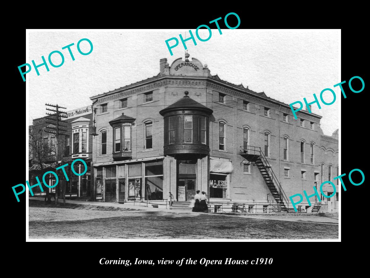 OLD LARGE HISTORIC PHOTO OF CORNING IOWA, VIEW OF THE OPERA HOUSE c191 ...