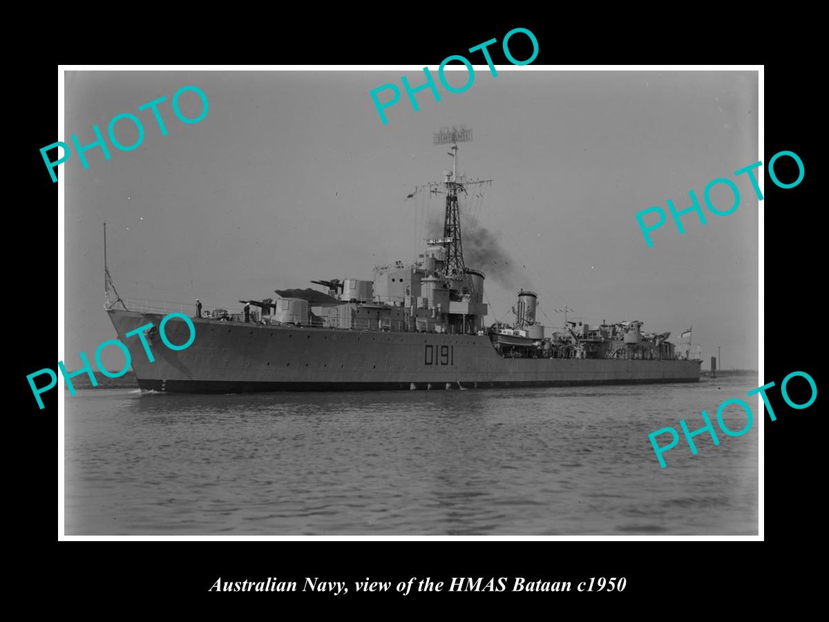 OLD LARGE HISTORIC PHOTO OF AUSTRALIAN NAVY SHIP, HMAS BATAAN c1950 ...