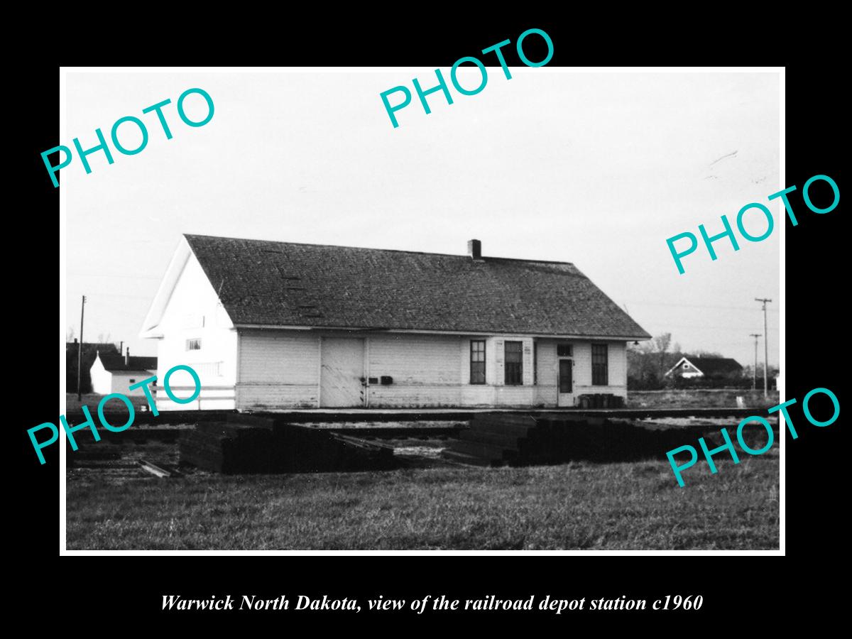 OLD LARGE HISTORIC PHOTO OF WARWICK NORTH DAKOTA, THE RAILROAD DEPOT c ...