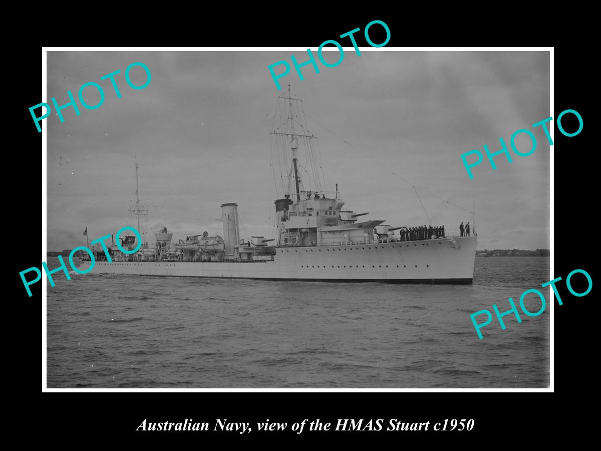OLD LARGE HISTORIC PHOTO OF AUSTRALIAN NAVY SHIP, HMAS STUART c1950 ...