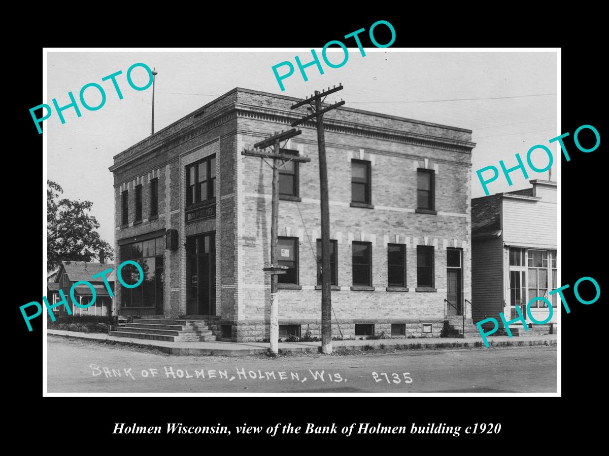 OLD LARGE HISTORIC PHOTO OF HOLMEN WISCONSIN, THE HOLMEN BANK BUILDING ...