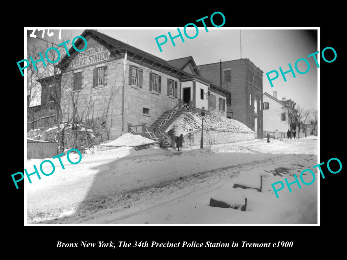 OLD LARGE HISTORIC PHOTO OF BRONX NEW YORK, 34th POLICE PRECINCT STATI ...