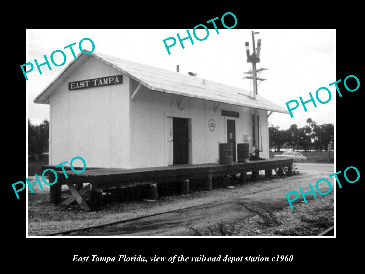 OLD LARGE HISTORIC PHOTO OF EAST TAMPA FLORIDA, THE RAILROAD DEPOT STA ...