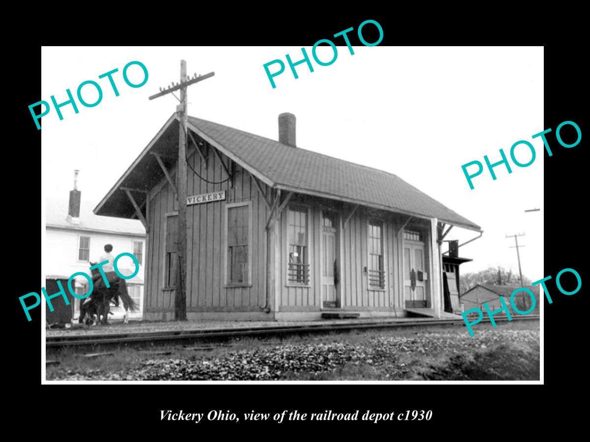 OLD LARGE HISTORIC PHOTO OF VICKERY OHIO, THE RAILROAD DEPOT STATION c ...