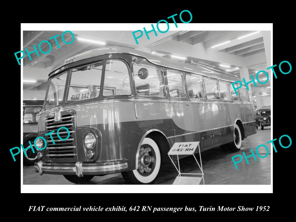 OLD LARGE HISTORIC PHOTO OF 1952 FIAT 642 PASSENGER BUS TURIN MOTOR SH ...