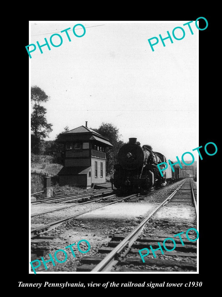 OLD LARGE HISTORIC PHOTO OF TANNERY PENNSYLVANIA, THE RAILROAD SIGNAL ...
