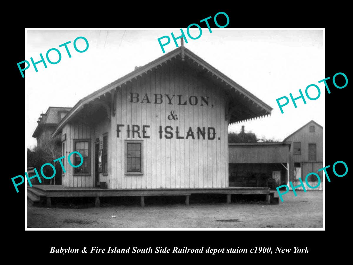 OLD LARGE HISTORIC PHOTO OF BABYLON & FIRE ISLAND NEW YORK RAILROAD ST ...