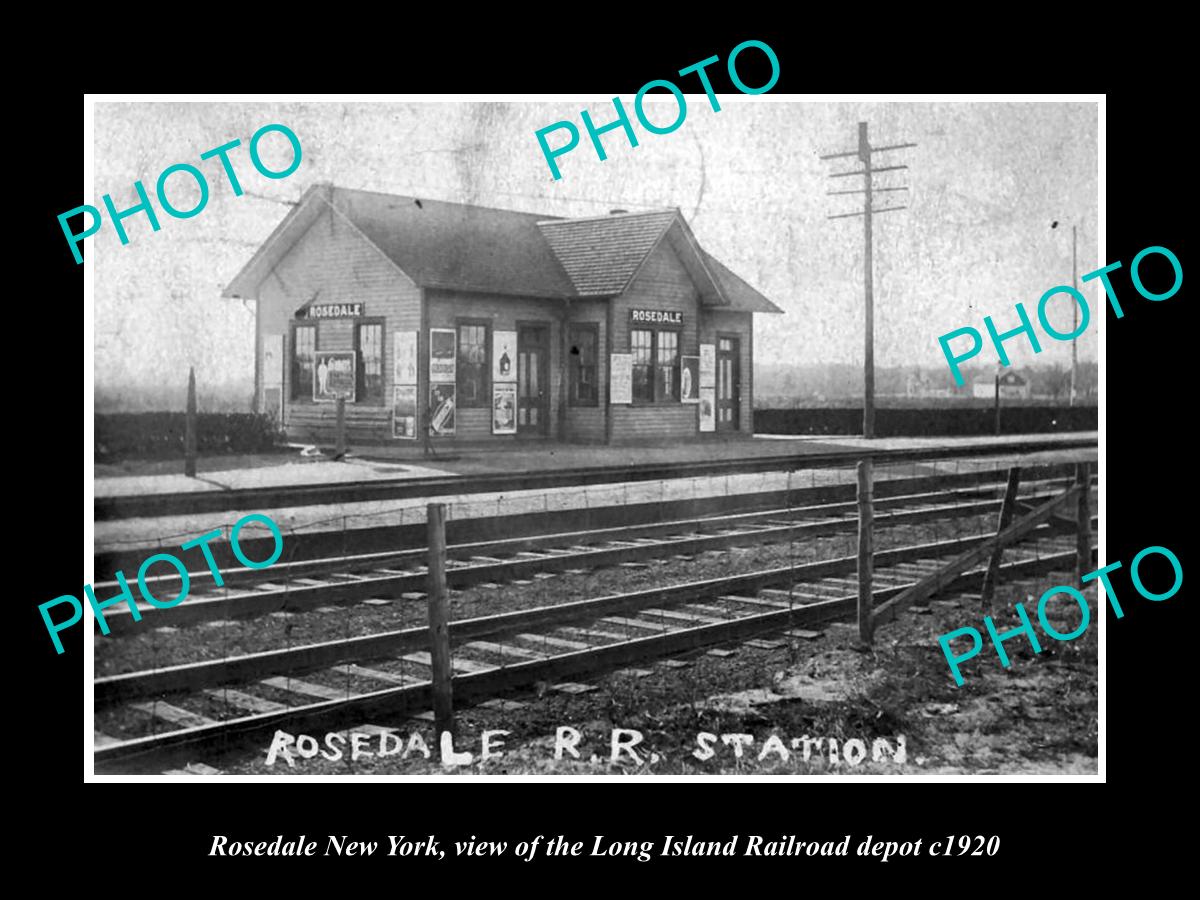 OLD LARGE HISTORIC PHOTO OF ROSEDALE NEW YORK, THE LIRR RAILROAD STATI ...