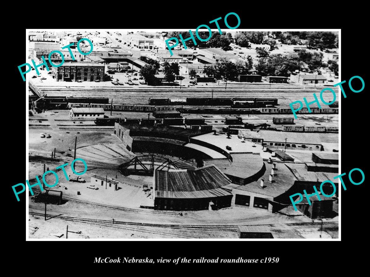 OLD LARGE HISTORIC PHOTO OF McCOOK NEBRASKA, THE RAILROAD ROUNDHOUSE c ...