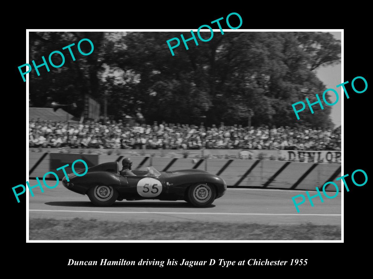 OLD HISTORIC PHOTO OF DUNCAN HAMILTON DRIVING JAGUAR D TYPE RACE CAR 1 ...