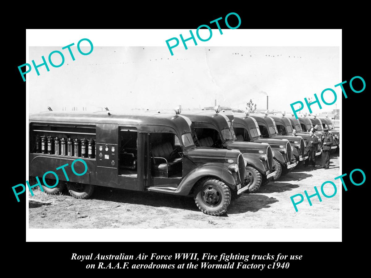 OLD HISTORIC PHOTO OF ROYAL AUSTRALIAN AIR FORCE WWII, RAAF FIRE TRUCK ...