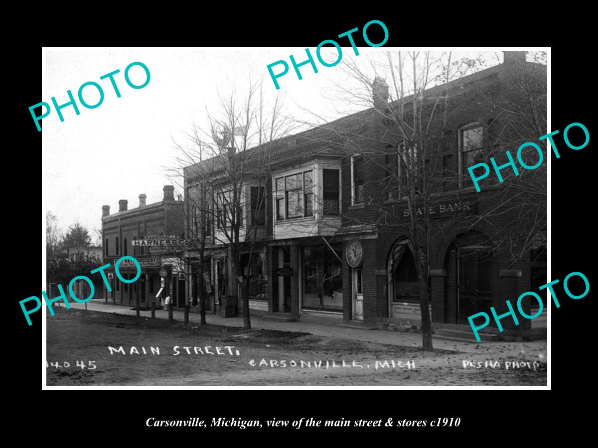 OLD LARGE HISTORIC PHOTO OF CARSONVILLE MICHIGAN, THE MAIN STREET & ST ...