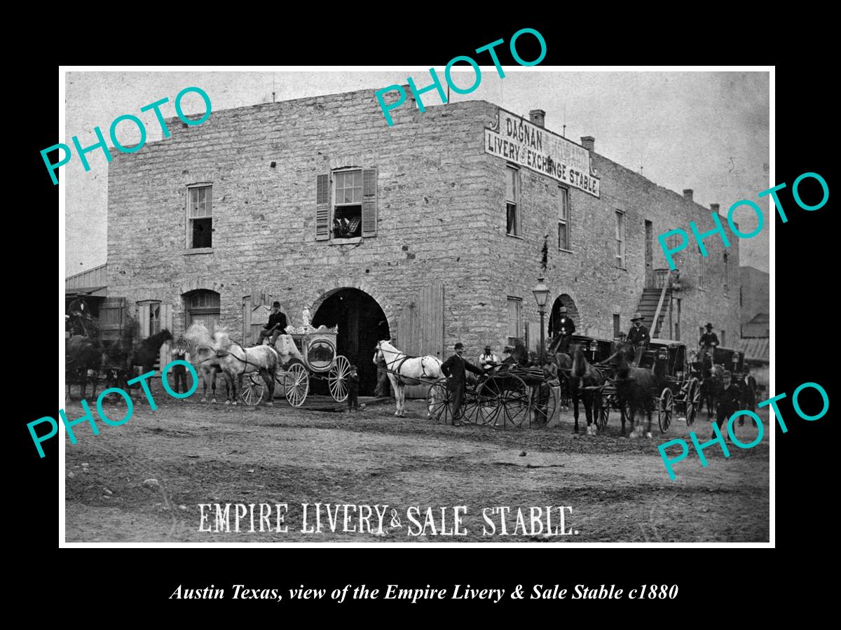 OLD LARGE HISTORIC PHOTO OF AUSTIN TEXAS, THE EMPIRE HORSE LIVERY BARN ...