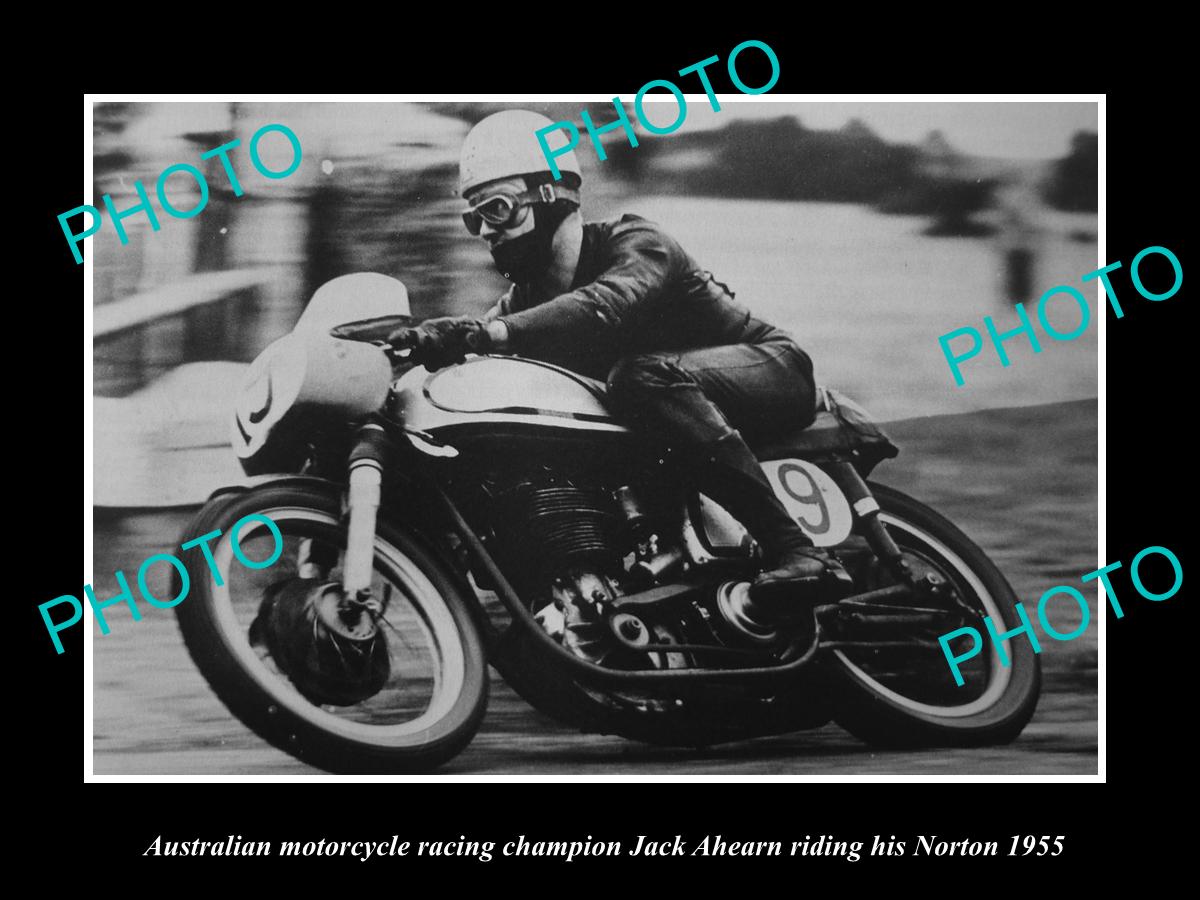 OLD HISTORIC PHOTO OF AUSTRALIAN MOTORCYCLE GREAT JACK AHEARN ON HIS N ...